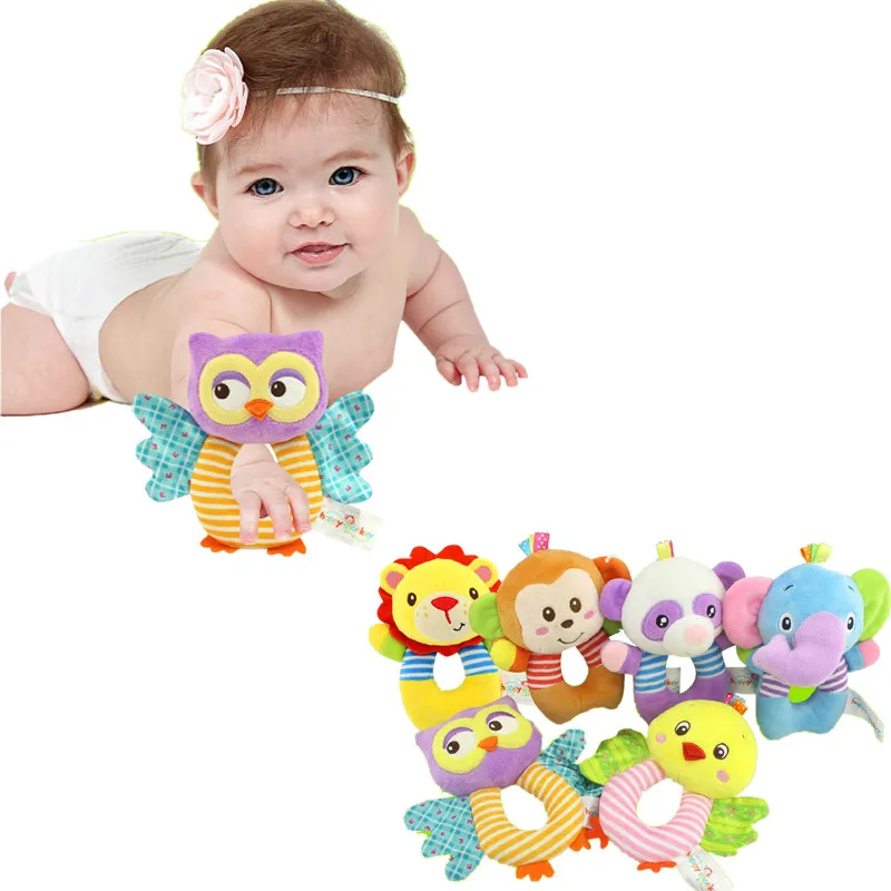 Baby Rattle Hand Bell Toy Owl Bird Animals Plush Toy Gift|baby rattle ...