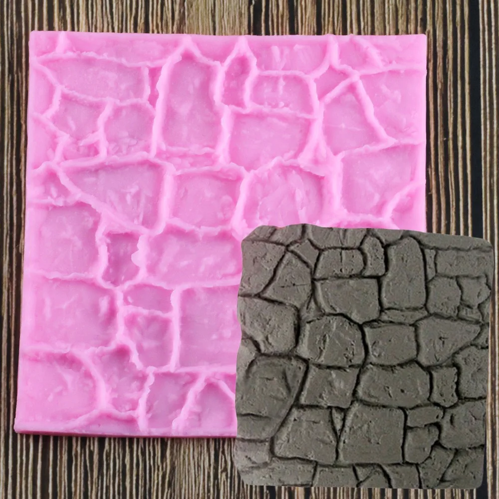 DIY Stone Texture Mold Silicone Mold Cake Decor Fondant Cake 3D Stone ...