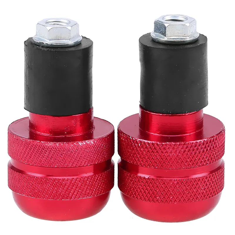 RED 7/8" 22mm Universal Motorcycle Aluminum Grips Handle Bar End Plug ...