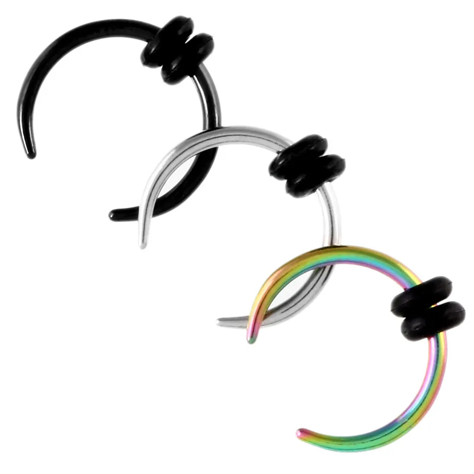 1PC C Shape Surgical Steel Nose Ring Piercing 16G/14G & 8/ 10mm Clip On ...