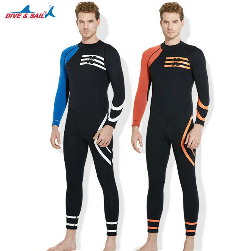 Mens Premium Neoprene 3mm Zipper Diving Suit Wet Suit Orange/black ...