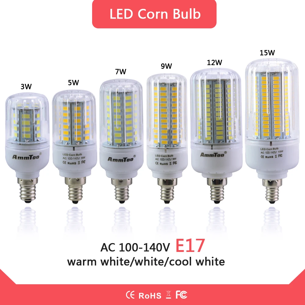 SMD5736 E17 Led Lamp Full 3W 5W 7W 9W 12W 15W Led Corn Light 30 56 72 ...