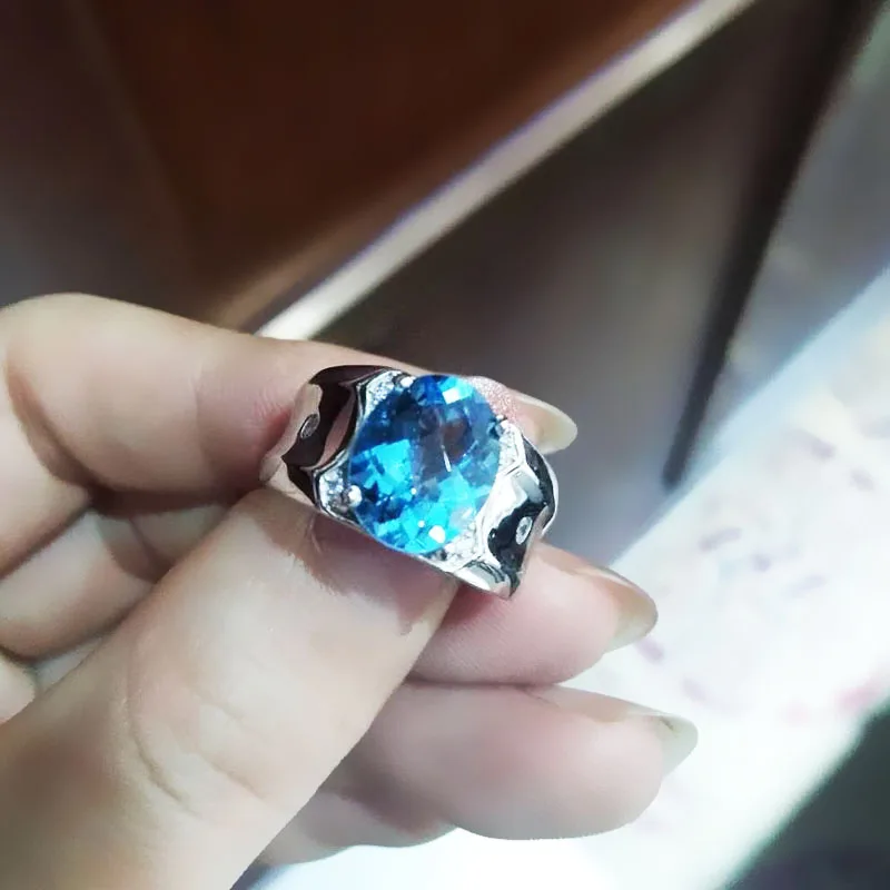 Anillos de boda de Plata de Ley 925 para hombres, anillo de Topacio ...