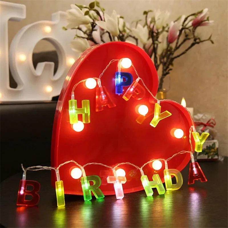Colorful Letter Shaped HAPPY BIRTHDAY LED String Light Happy Birthday ...