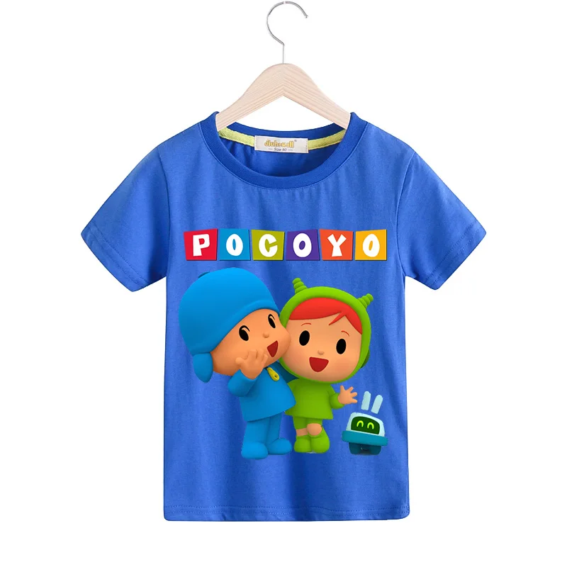 Boy Summer 3D Cartoon Pocoyo Print T shirt Girls White Short Sleeve Tee ...