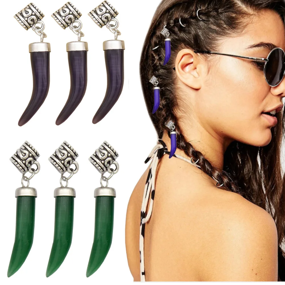 3x Tooth Stone Norse Viking Vintage Beard Bead Rasta Dreadlocks Braid ...