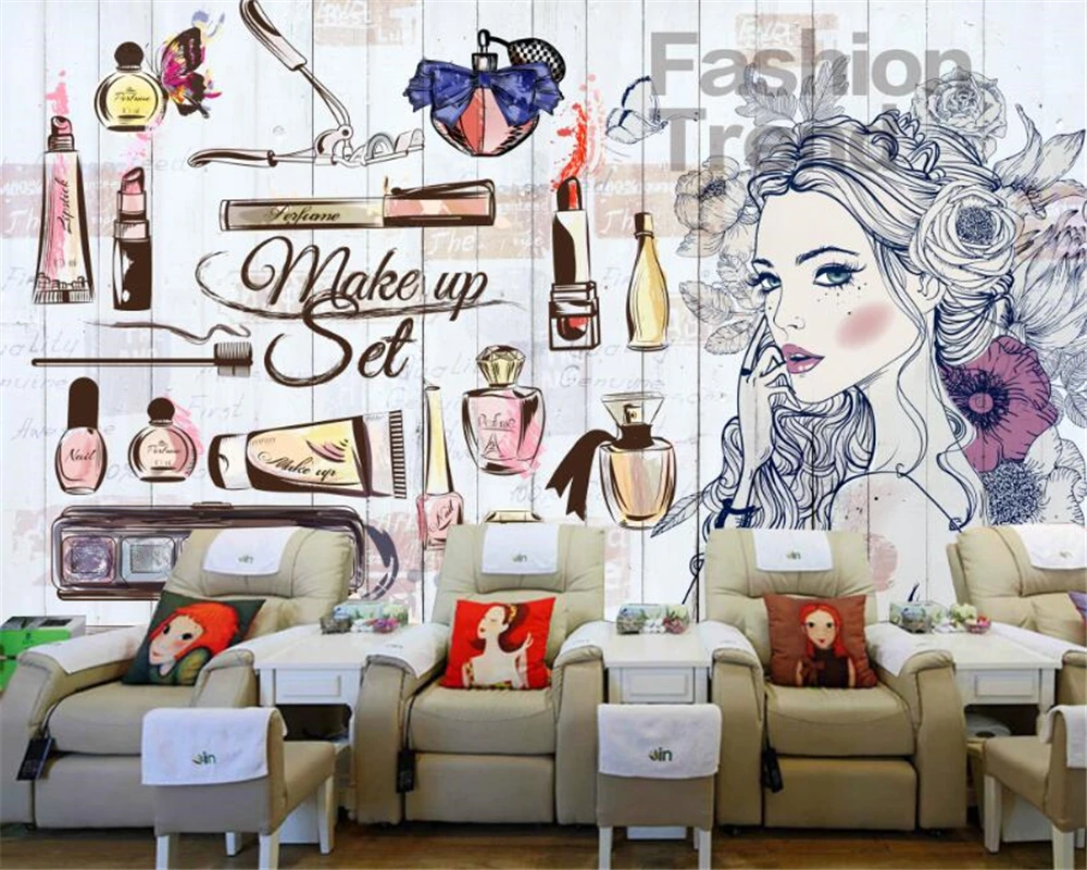 beibehang-Personality-wallpaper-nail-shop-beauty-shop-hand-painted-girl ...