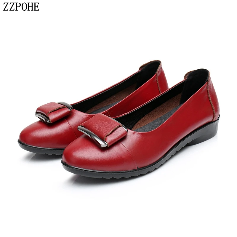 Chaussures plates en cuir véritable pour femmes, souliers de conduite ...