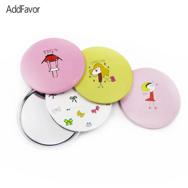 Mini Makeup Mirror Portable Hand held Lovely Cartoon Pattern Mirror ...