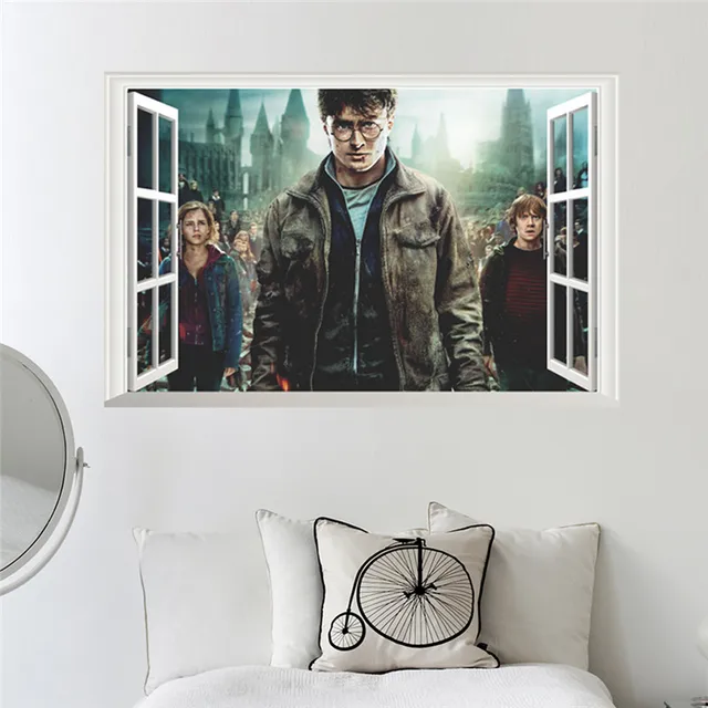 15 styles magic harry potter wall stickers poster 3d window hogwarts ...