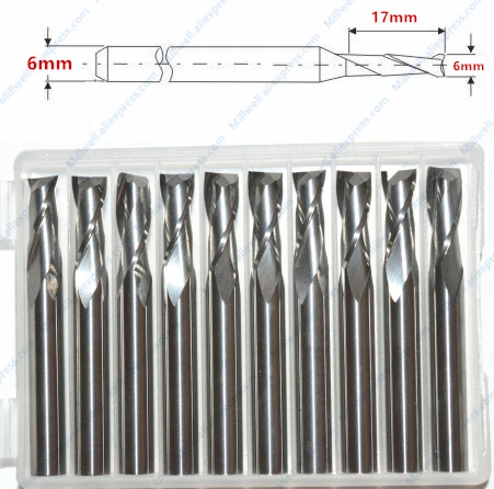 6mm * 17mm 10 stks, gratis verzending cnc vhm houtbewerking router bit ...