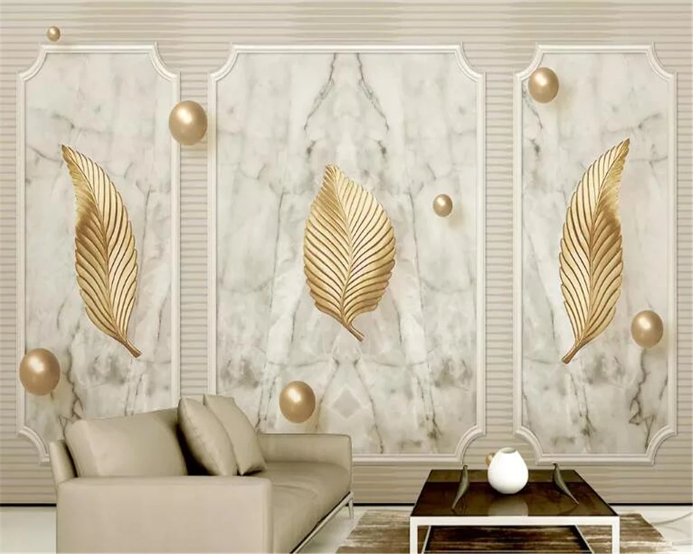 beibehang-behang-Custom-photo-wallpaper-3D-fashion-golden-leaf-living ...