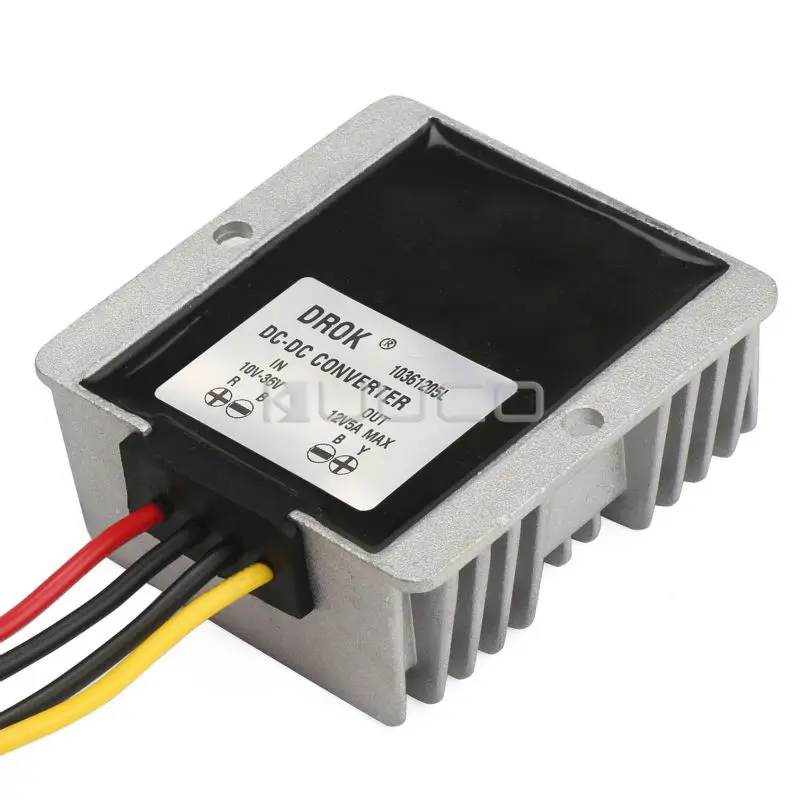 Waterproof Power Converter Dc 12v(10v~36v) To 12v 5a 60w Auto Buck ...