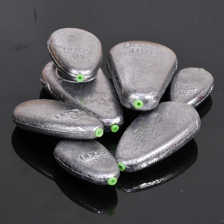 Flat Fishing Lead Sinker Plastic Core Water Drop Shaped Lead Fishing ...