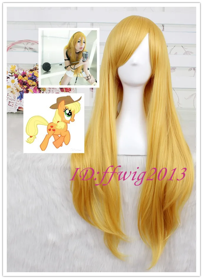 80cm Long Yellow Lily Vocaloid + My Little Pony Applejack Cosplay Wigs ...