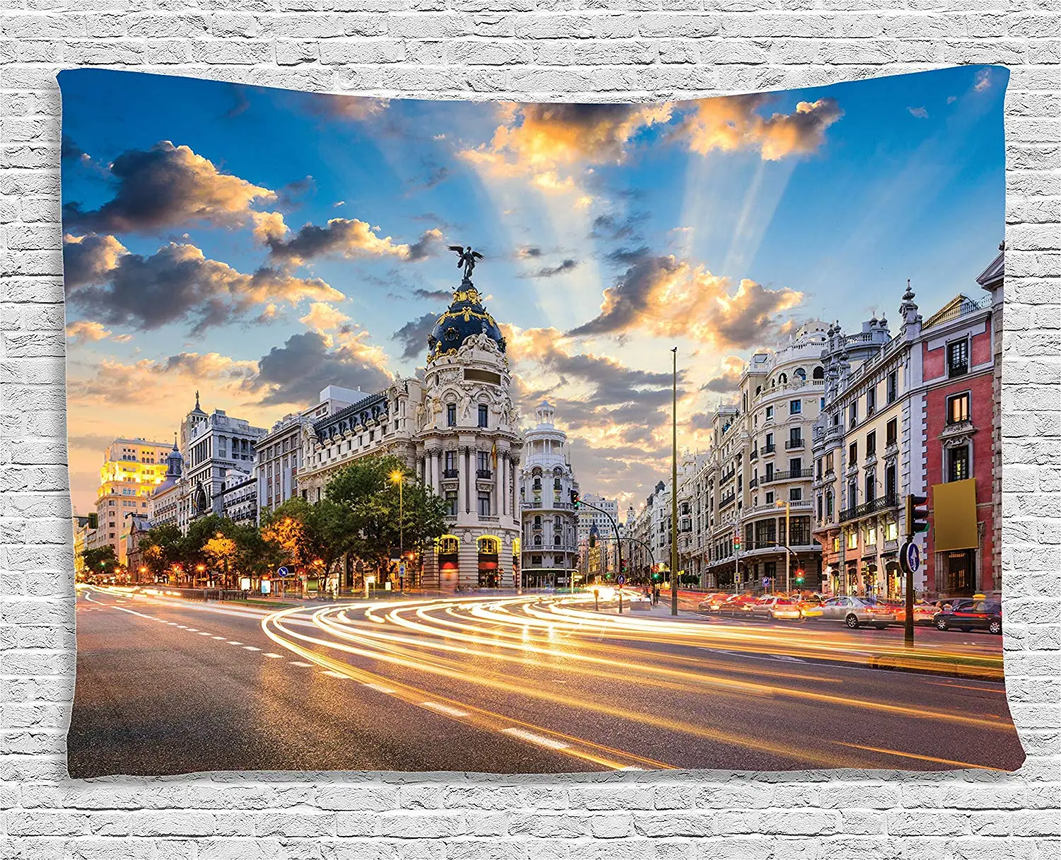 European Cityscape Decor Collection View of the Streets Modern Madrid ...