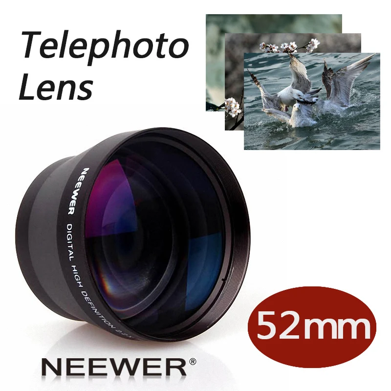 Neewer 52mm 2X Telephoto Lens for or Nikon D3100 D5200 D5100 D7100 D90 ...