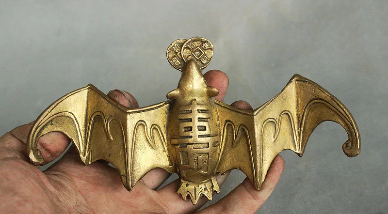 Collect Chinese Dynasty Palace Bronze Auspicious Feng Shui Money Bat ...