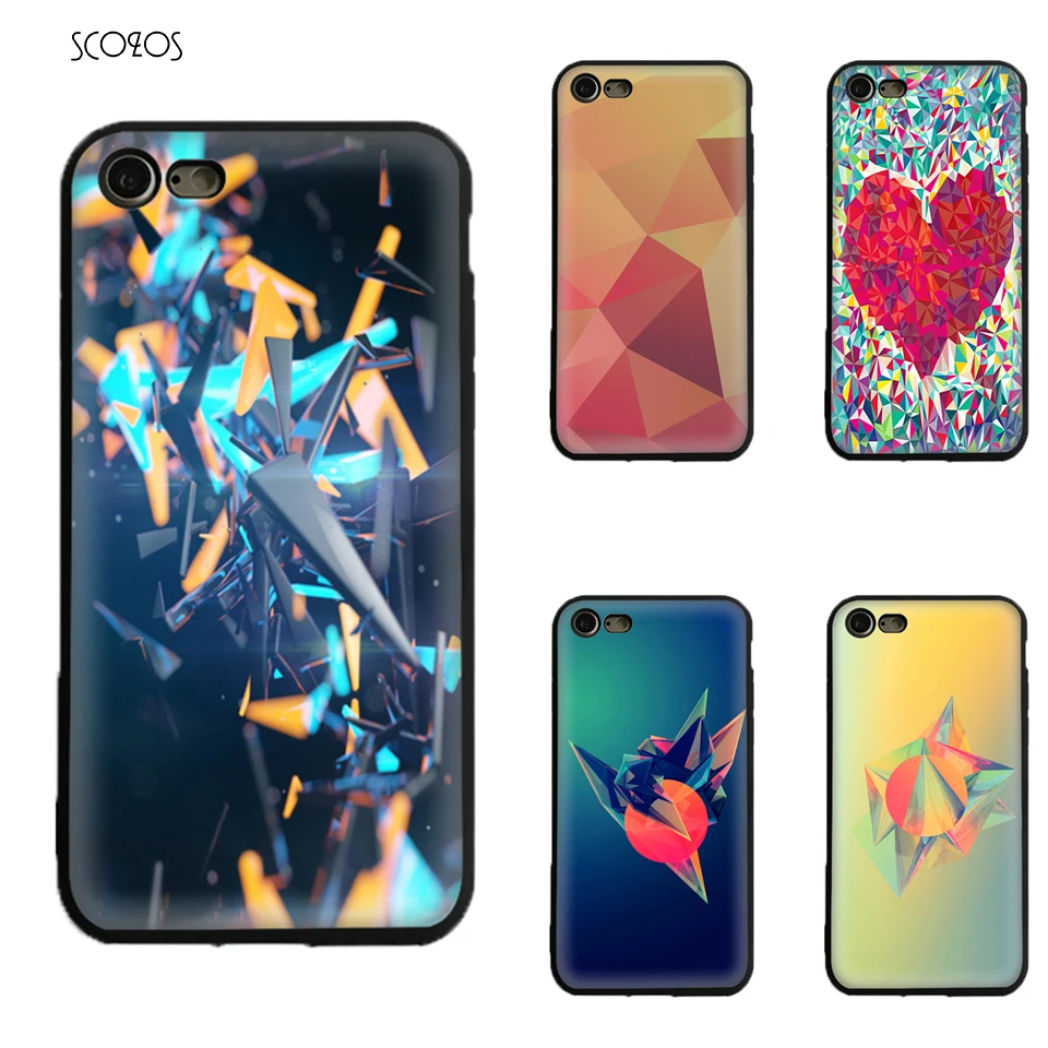 Color geometric polygon Silicone TPU phone case soft Cover For Iphone X ...