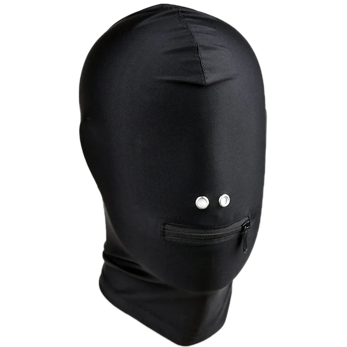 Fetish Sexy Zipper Open Mouth Headgear Hood Head Harness Bondage
