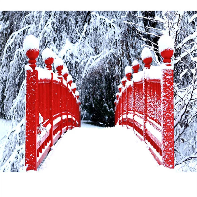 Diamond Embroidery Red Bridge Picture of Rhinestone Painting Landscape ...