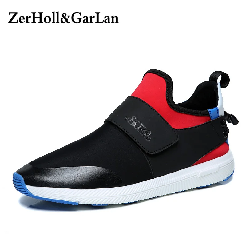 Z&G Mens Casual Hook & Loop Shoes Split Leather+Stretch Fabric Ultra ...