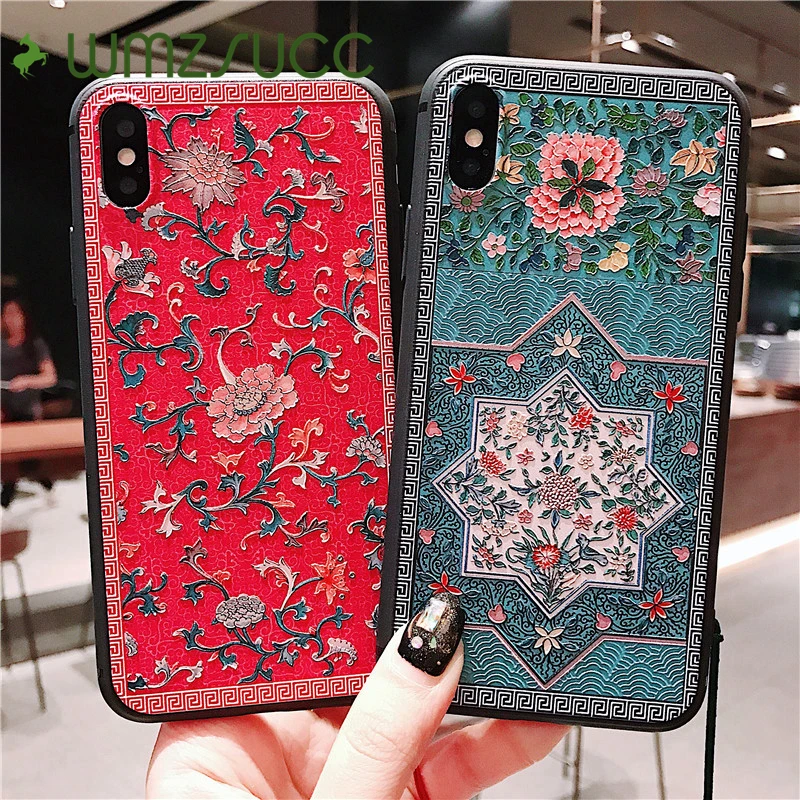 WMZSUCC Chinese Traditional Peony Print With Tassels Soft Phone Cover ...