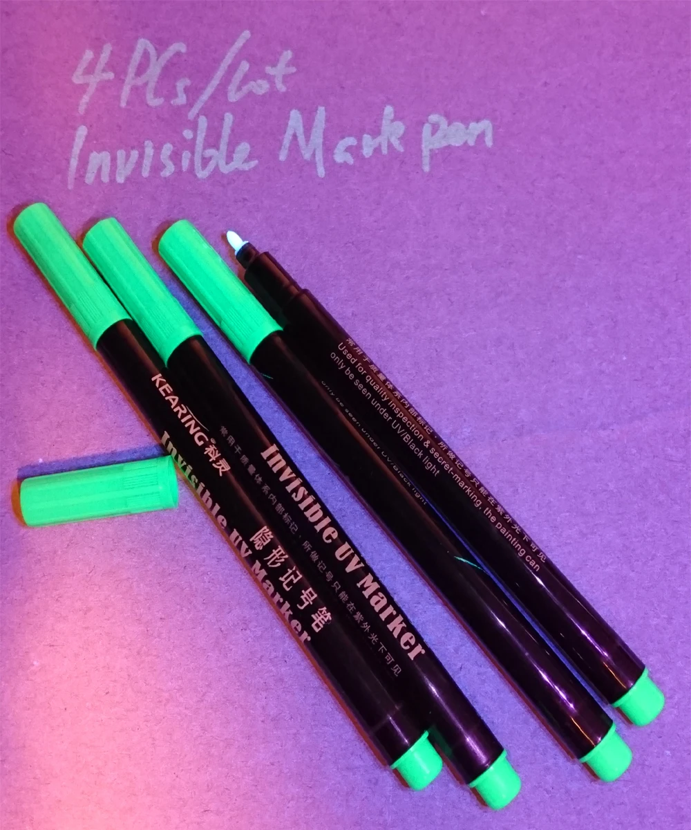 Invisible Ink 3-Pack Invisible UV Ink Marker Pens - Blue, Red, Yellow ...