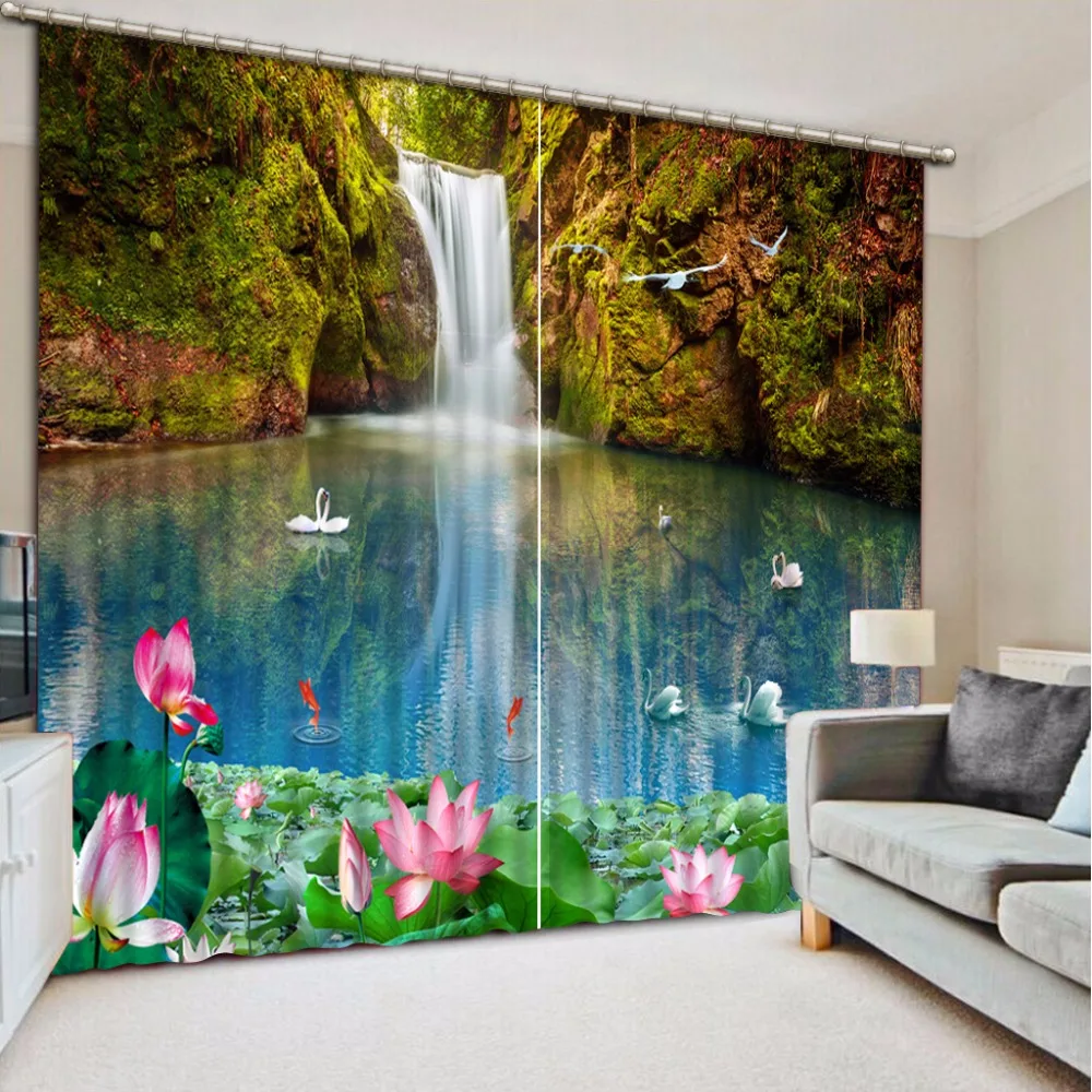 Curtains-Blackout-Photo-waterfall-Scenery-Curtains-For-The-Living-Room ...