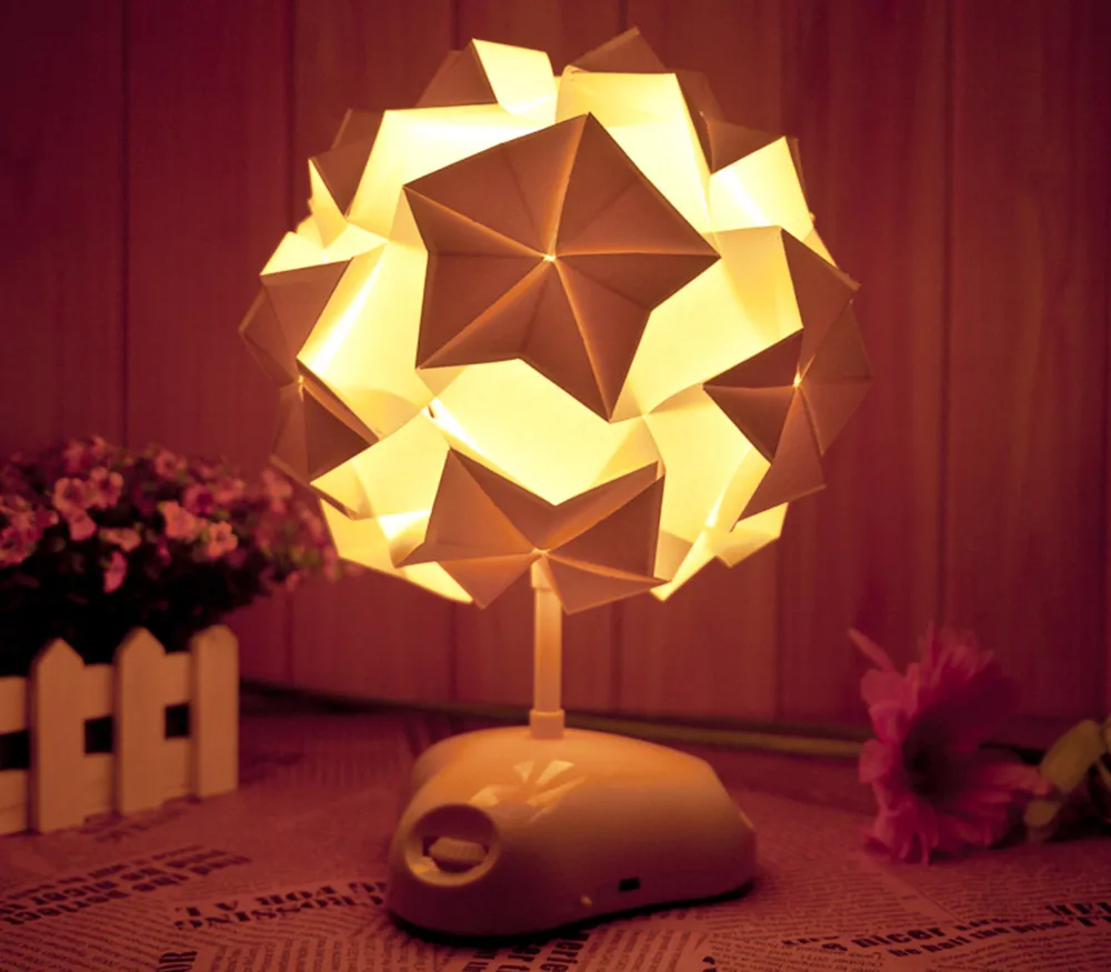 3 LEDs Colorful DIY Table Lamp LED Paper Folding Decoration Light Desk ...