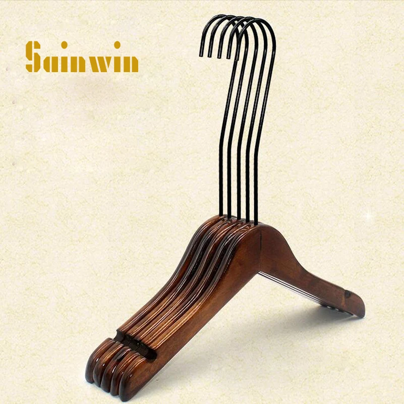 Sainwin 10pcs/lot Luxury Wood Hanger Black Long Hook Vintage Hangers ...
