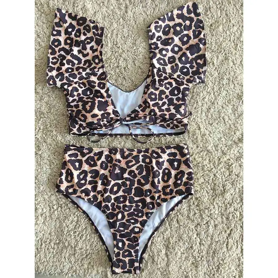 Sexy Off Shoulder Bikini Set Women Swimwear 2018 V Neck Tied String