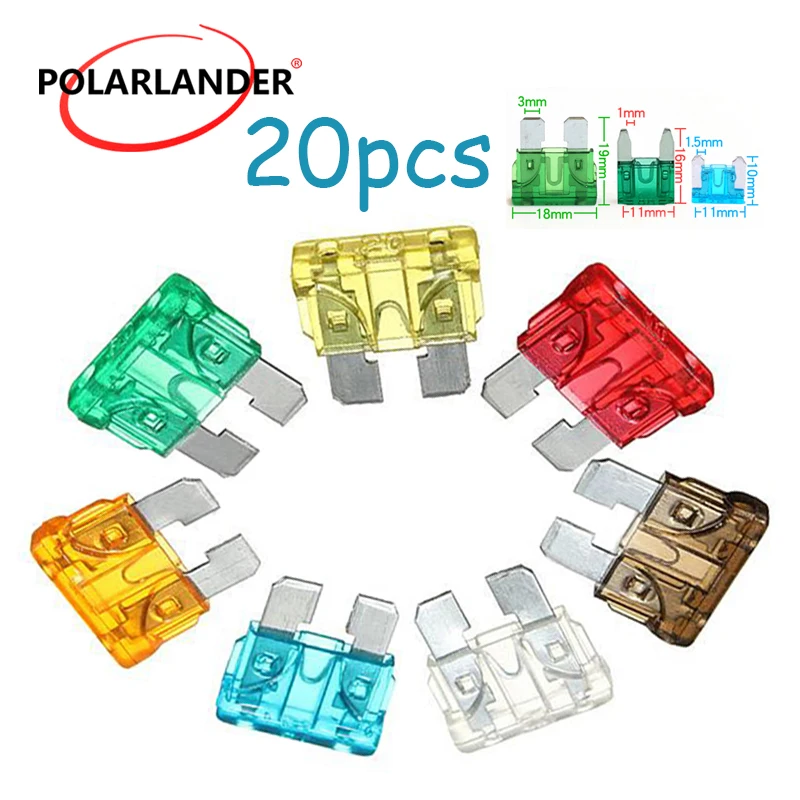 20Pcs/lot Car fuse Zinc Alloy Medium size 3A 7.5A 5A 10A 15A 20A 25A ...