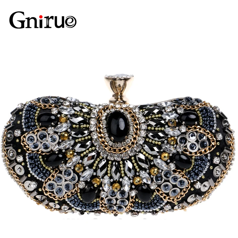 Sparkle Luxury Beading Embroidery Women Bag Rhinestone Clutch Evening ...