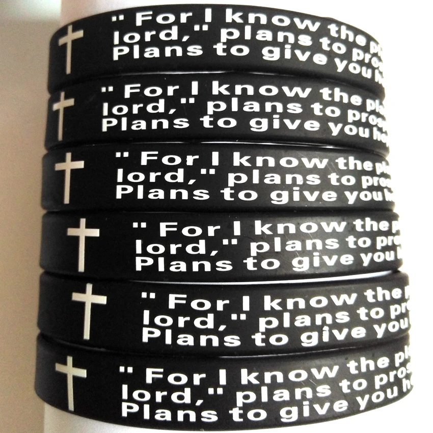50pcs-Lord-s-Prayer-2911-Bible-Prayer-Black-Rubber-Cross-Bracelets-Men ...