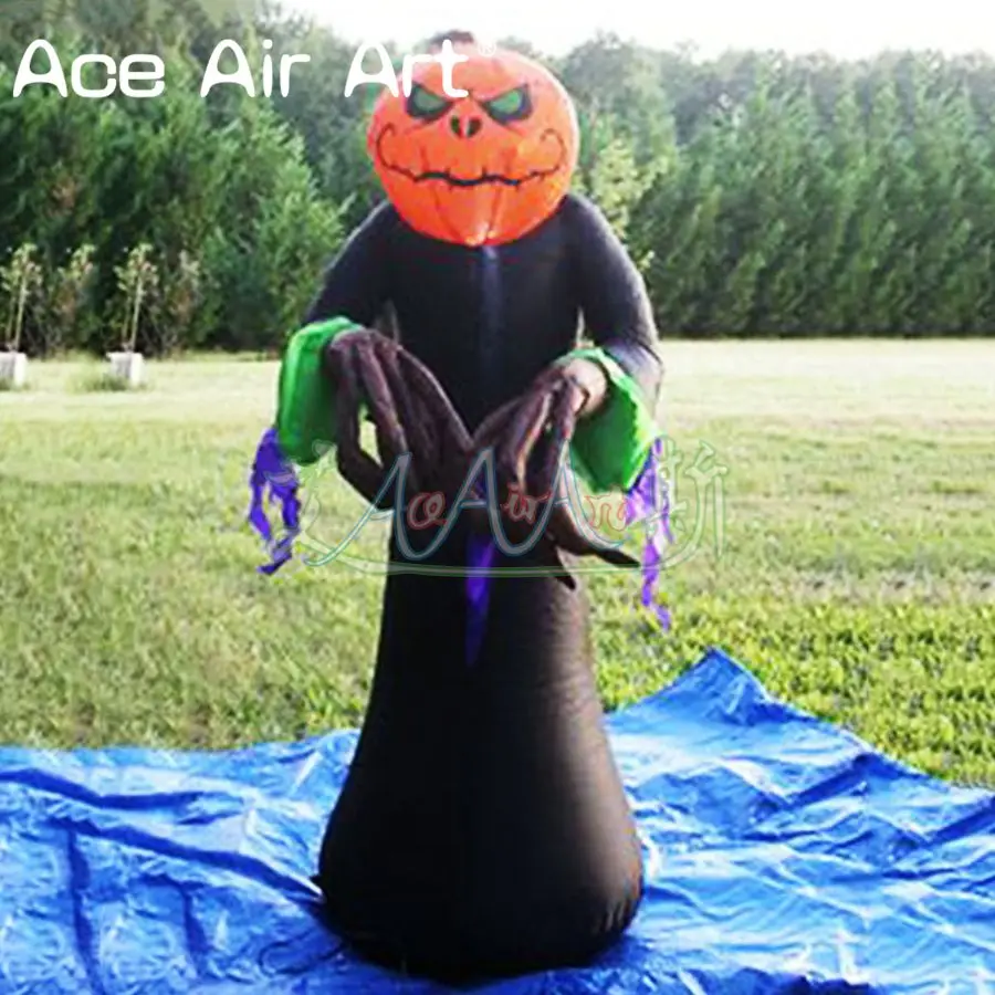 Giant oxford led inflatable Halloween Pumpkin man,creepy scary wizard ...