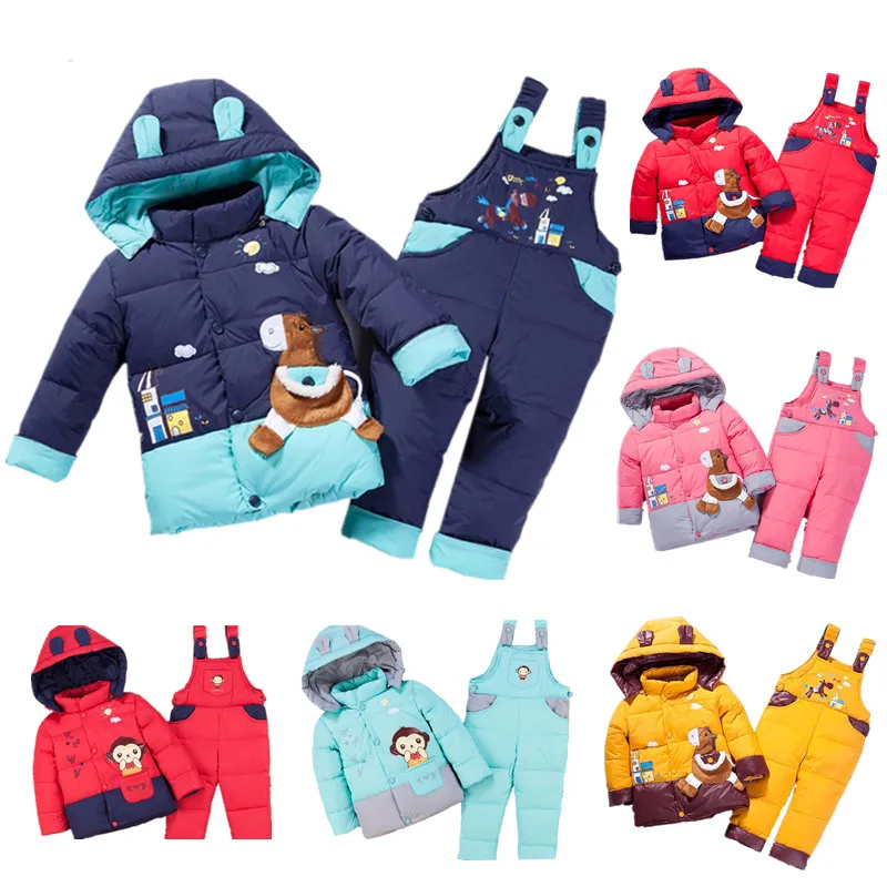 30 Baby Outerwear Cartoon Donkey Monkey Winter Down Coat Overalls Sport ...