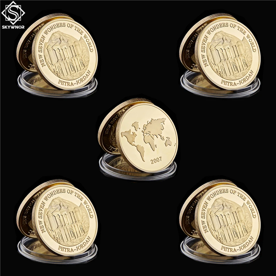 5pcs Gold Coin Seven Wonders Asian Petra Jordan Of The World ...