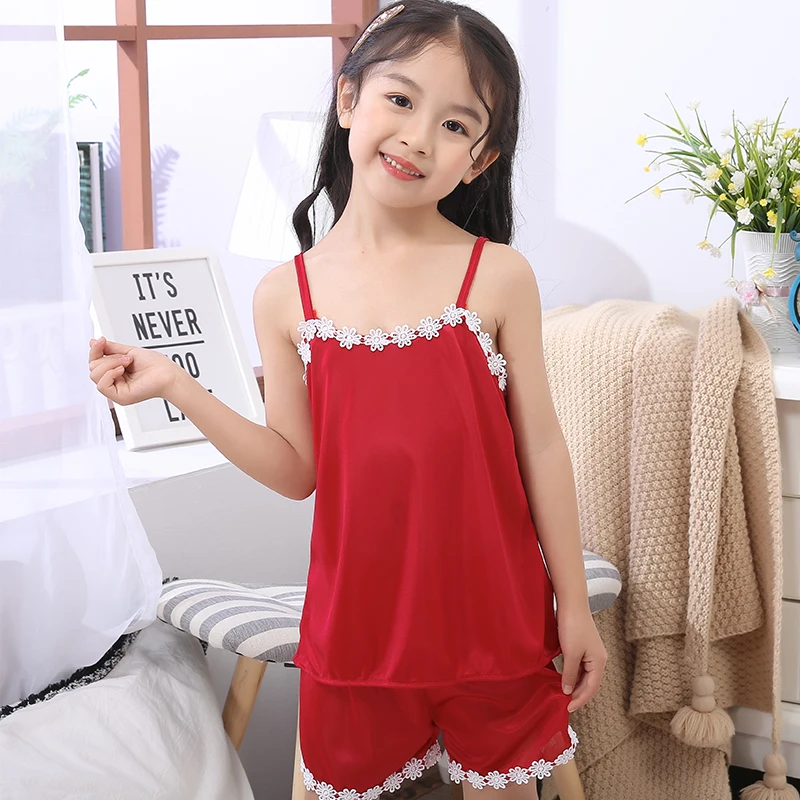 New Listing WAVMIT Children Cloth Summer Sleepwear Sets Girls Sling