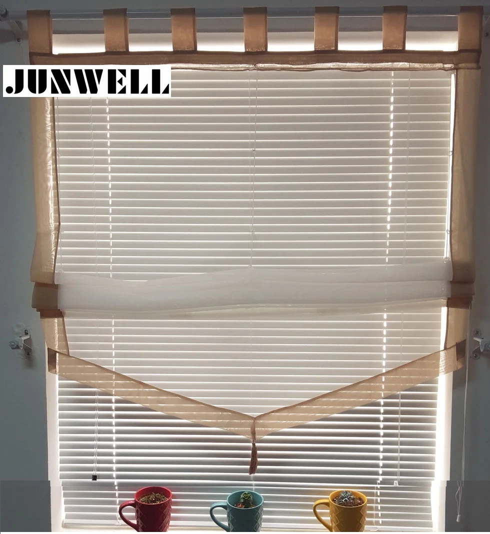 4 Colors Tassel Roman Curtain Home Wave European Tab Top Living Room ...