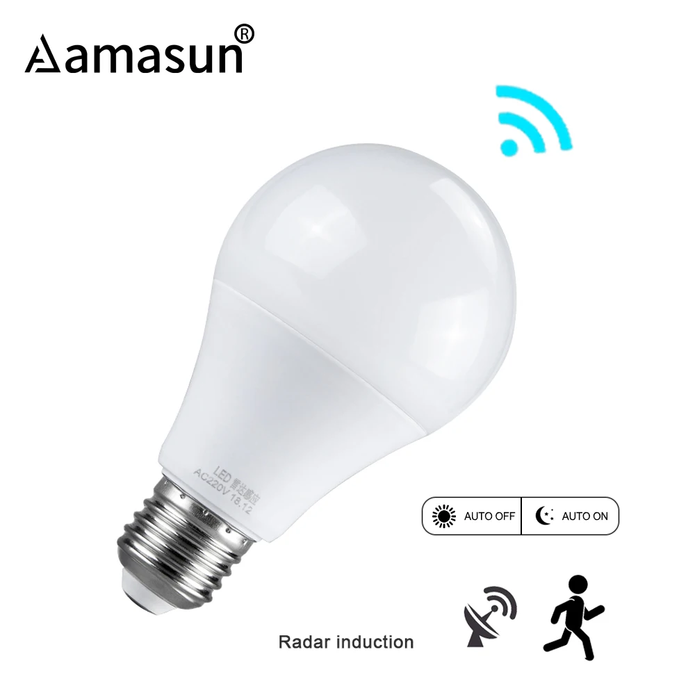 Radar PIR Motion Sensor Bulb E27 Auto Smart Infrared Body Night Light ...