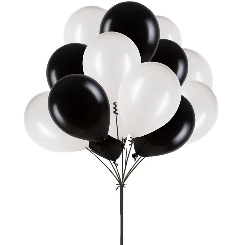 50 piezas de 12 pulgadas blanco y negro globos globos negros de látex y ...