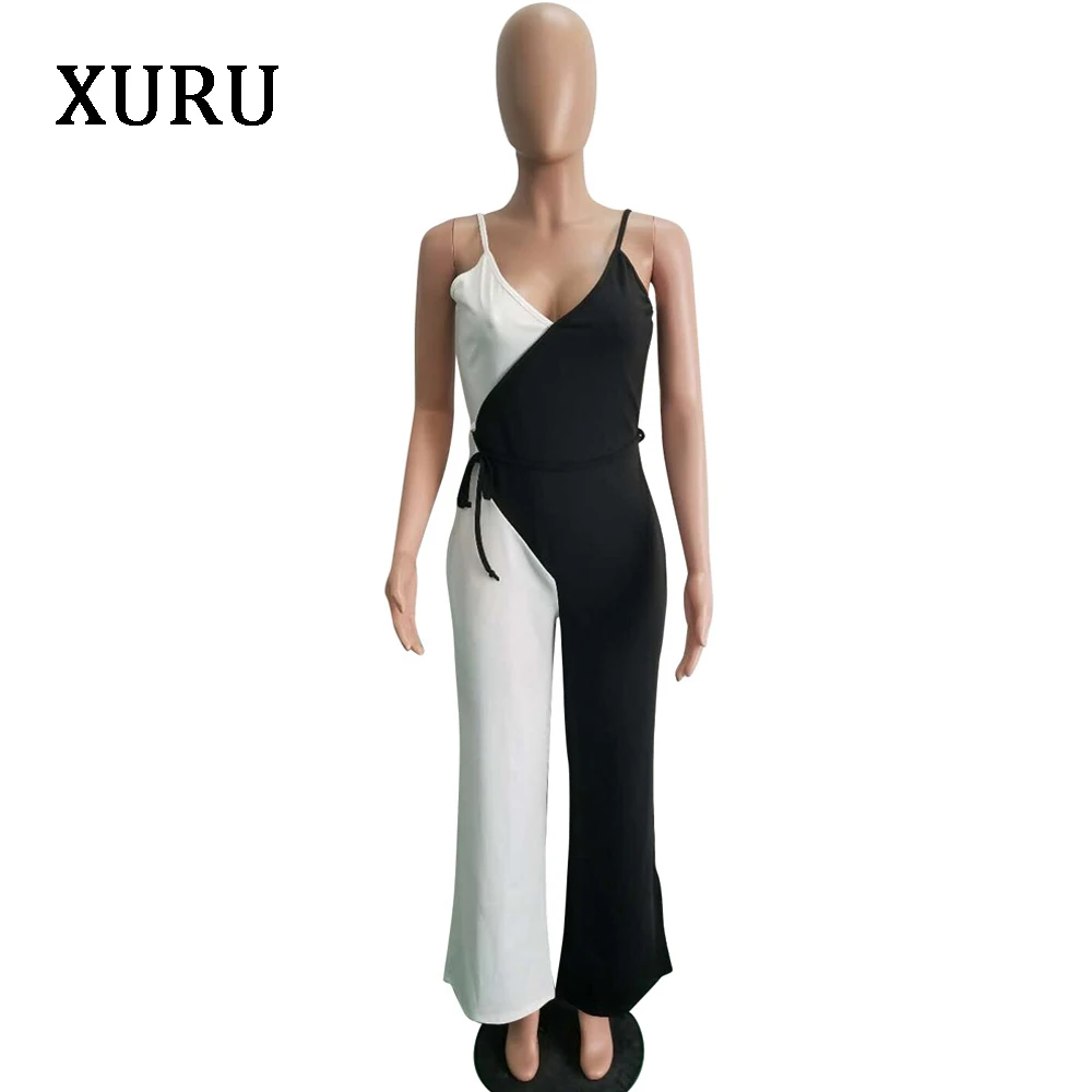 XURU Для женщин без рукавов широкие брюки комбинезоны комбинезон v ...