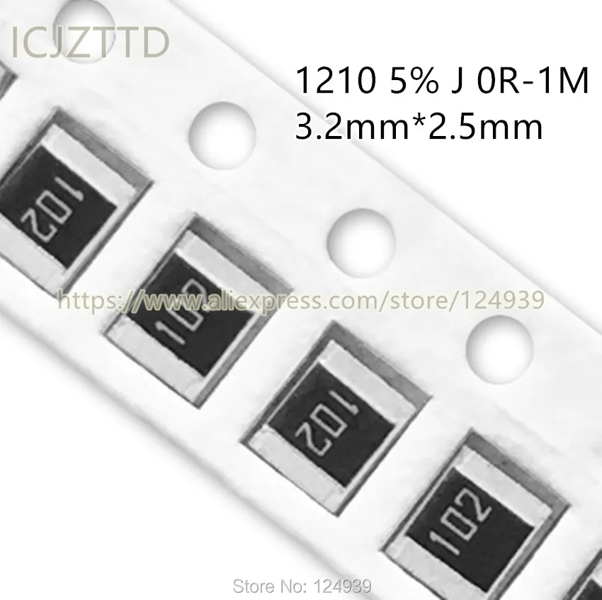100 Uds SMD 1210*3,2*2,5 1/3W 5% J 3225 43K 47K 51K 56K 62K 68K 75K 82K ...