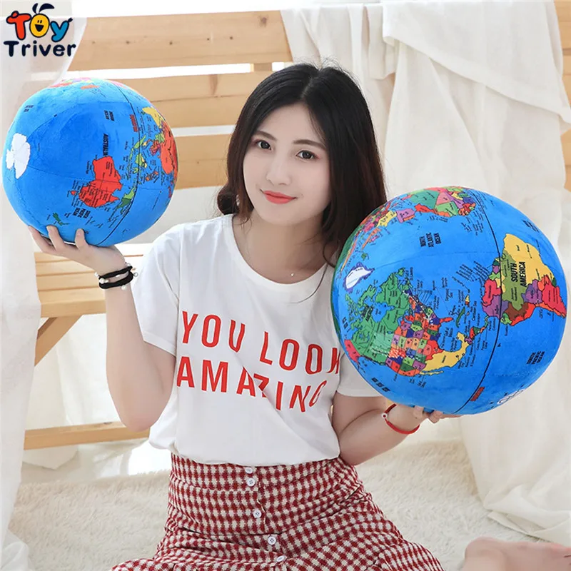 Plush World Map Globe Ball Teach Geography Toys for Kids Baby Children ...
