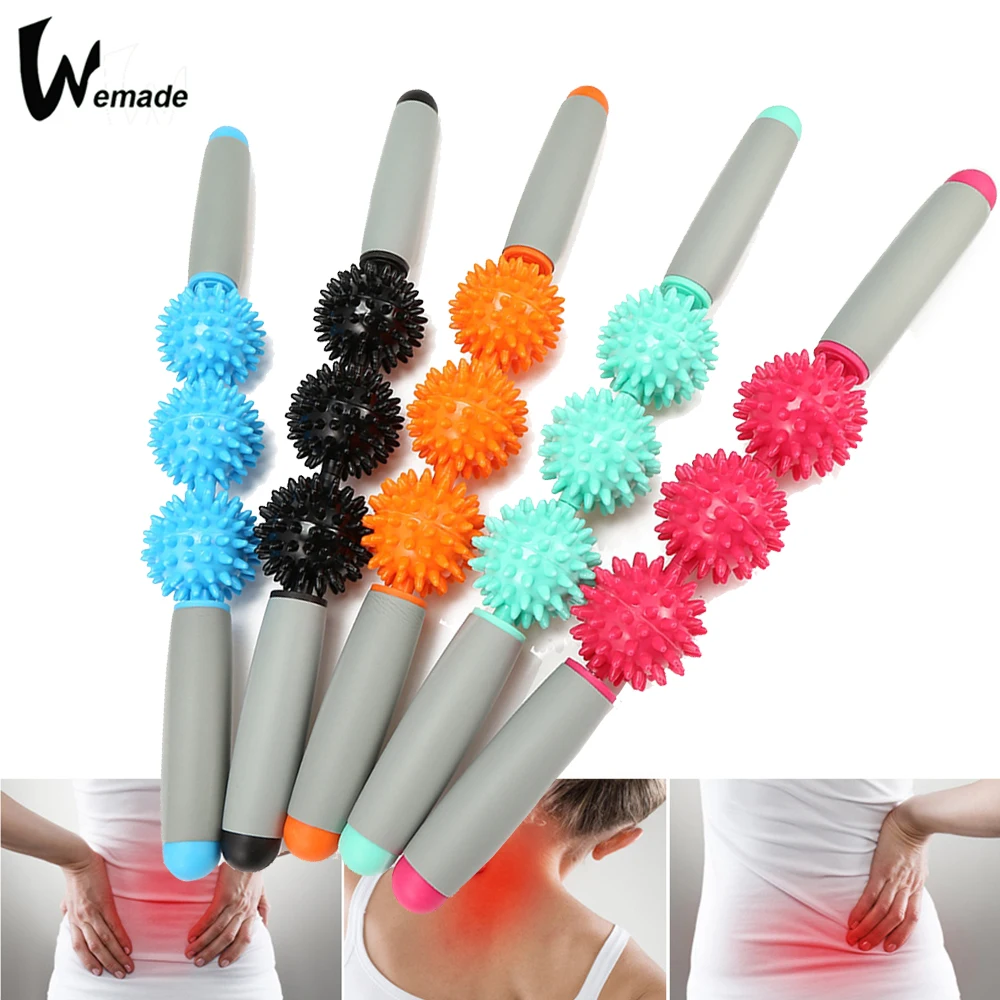 Massage Roller Stick Muscle Roller With Point Spiky Ball For Sore Neck And Back 36cm In Yoga