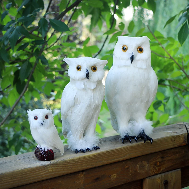 Artificial Owl Model Polyethylene & White Feathers Night Owl Handicraft ...