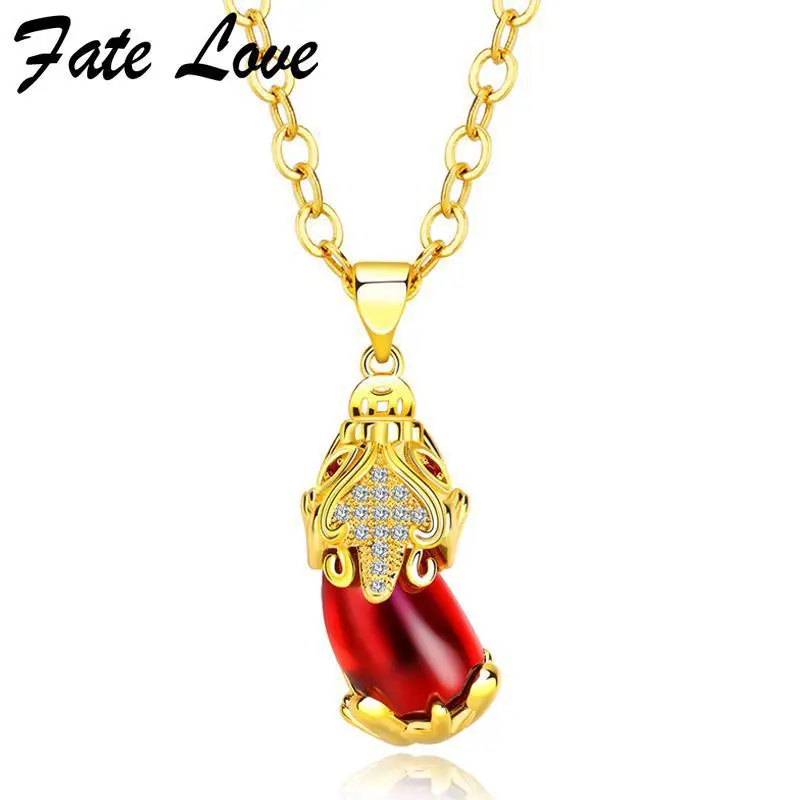 Fate Love Women Necklace Fashion Jewelry Charms Red Pendant Gold Color ...