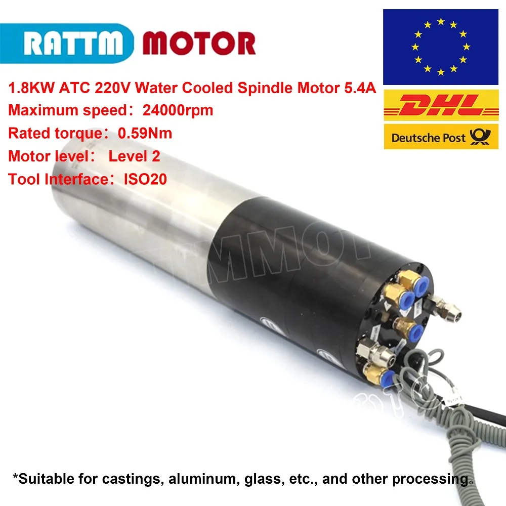 Water Cooled Lathe Atc Spindle 1.8kw Iso20 Permanent Power Electric ...