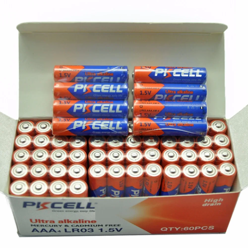 60PCS/Box PKCELL Battery LR03 1.5V AAA Alkaline Battery Non ...